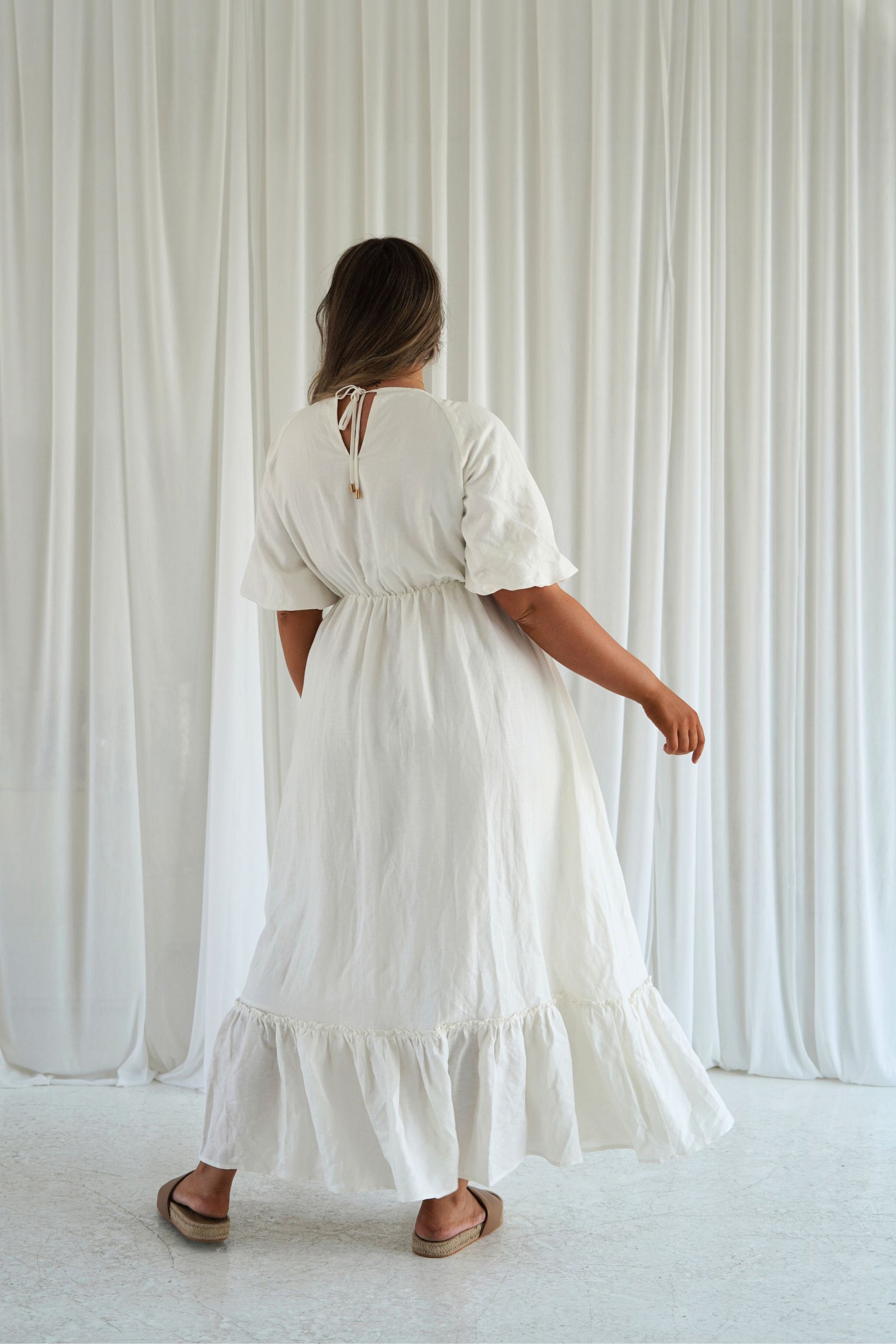 Tara Maxi Dress in Ivory Linen | Dani Marie Australia ABN 97 572 175 928