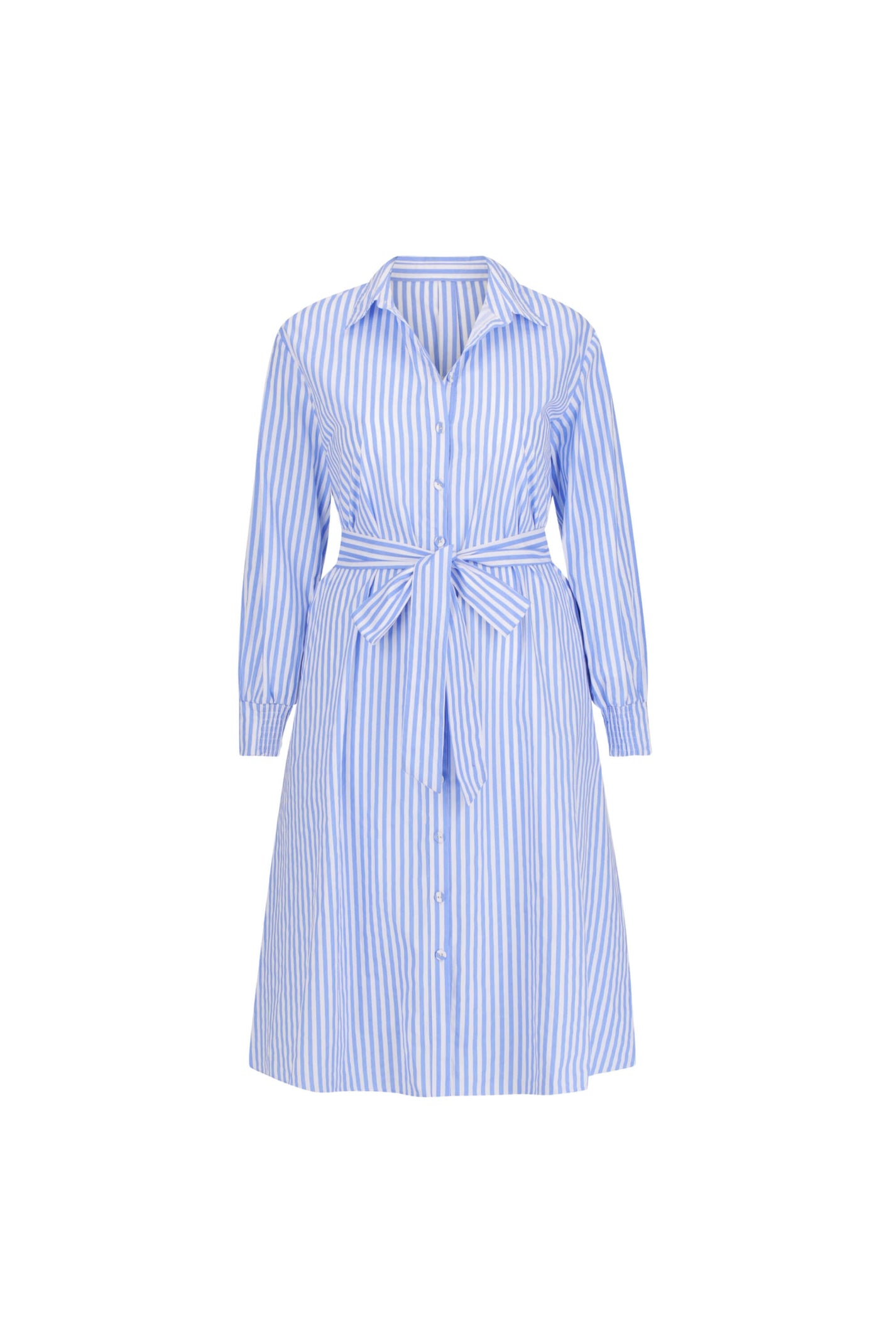 Andrea Cotton Shirt Dress in Blue & White Pinstripe | Dani Marie ...